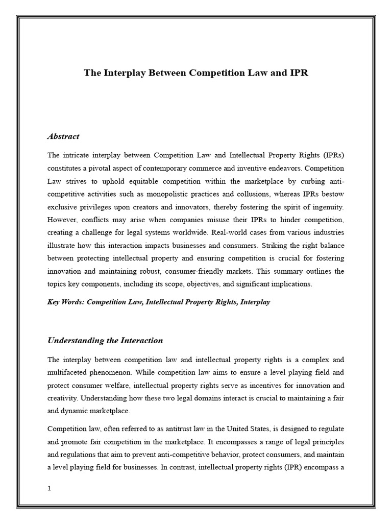 Writing Sample | PDF | Intellectual Property | Competition Law