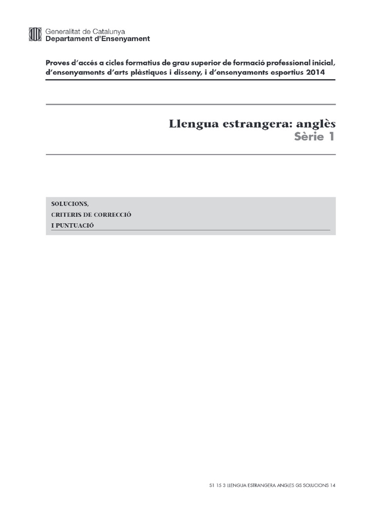 Examen de Anglès Juny 2014 - Selecat - Cat | PDF