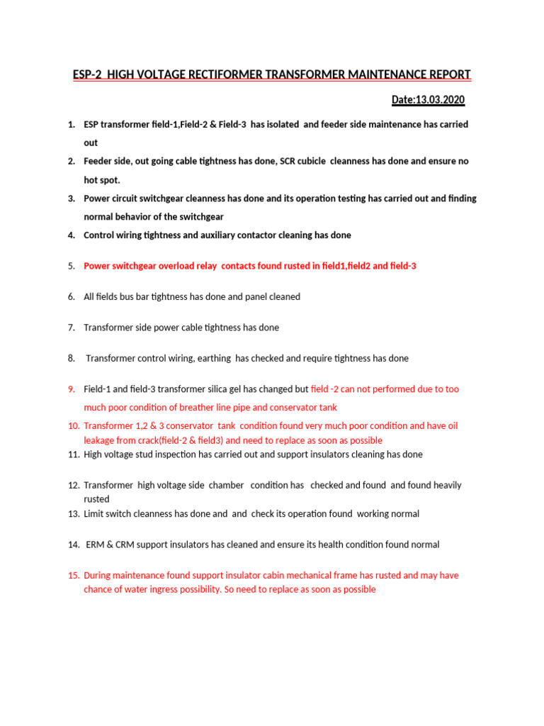 ESP Shut Down Maintenance Report | PDF