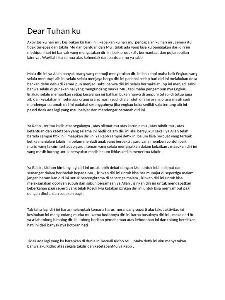 Dear Tuhan Ku . | PDF