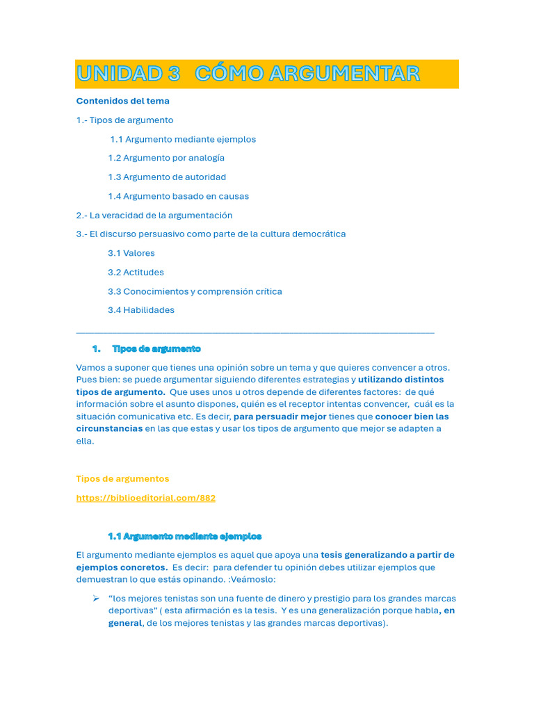 Unidad 3 Cómo Argumentar | PDF | Argumento | Verdad