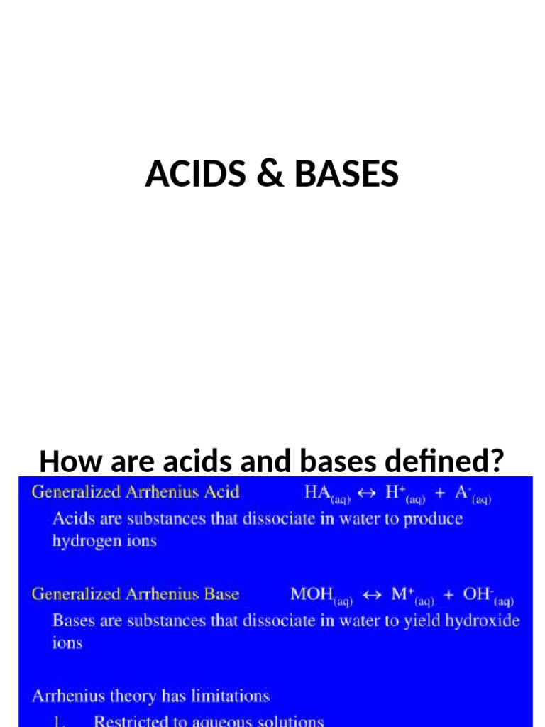 Acids & Bases | PDF | Wellness