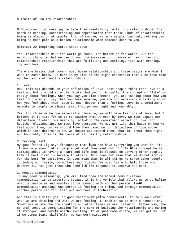 8 Traits of Healthy Relationships | PDF | Love | Communication