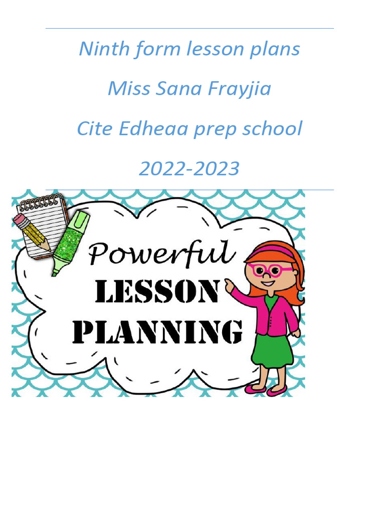 Lesson Plans 9th Form Sana Frayjia | PDF | Vocabulary | Lesson Plan
