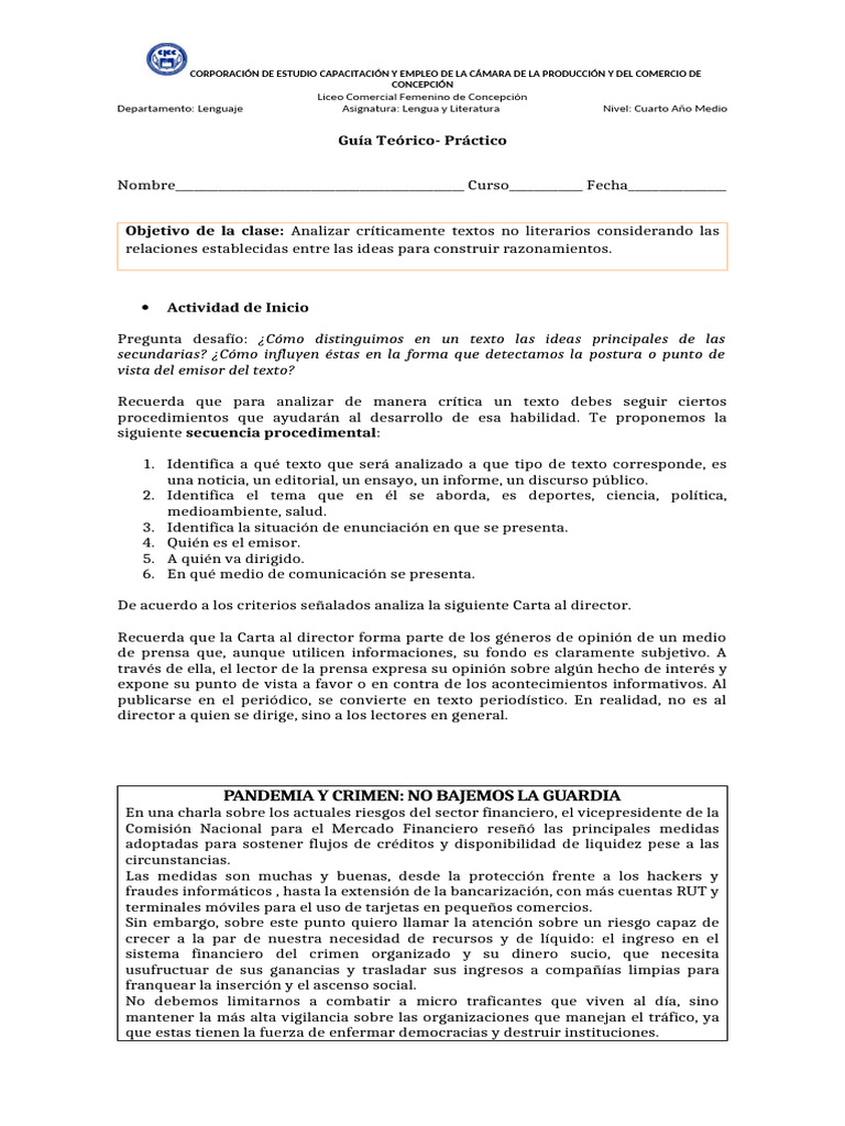 Guia Cuarto Medio | PDF