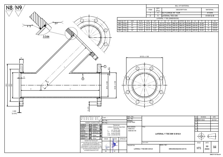 Lateral Tee Drawing | PDF