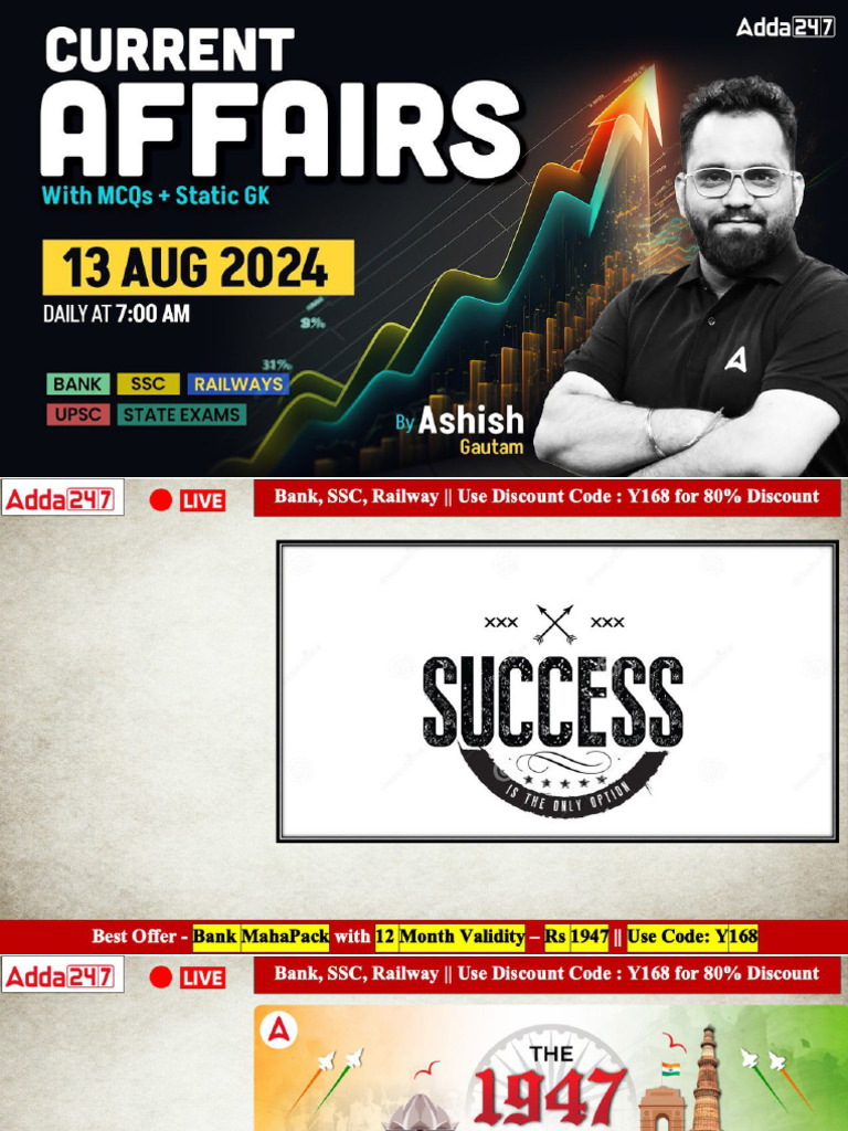 13th August 2024 Current Affair by Ashish Gautam Old | PDF