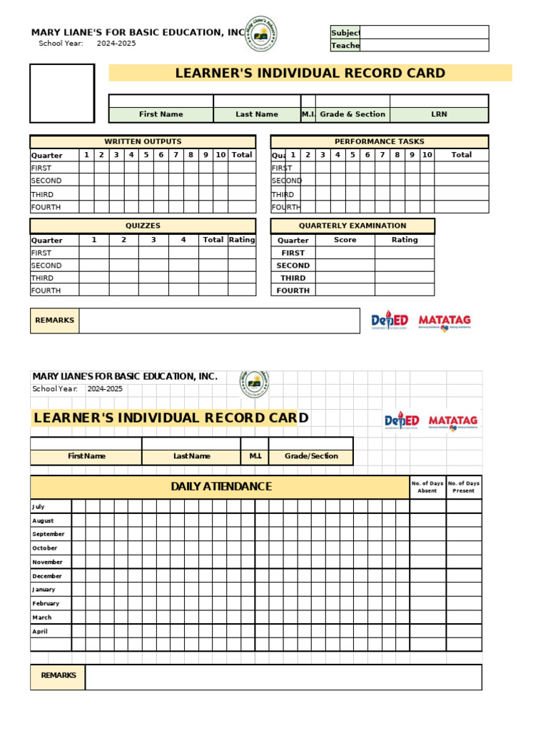Mls Learners Individual Record Card | PDF
