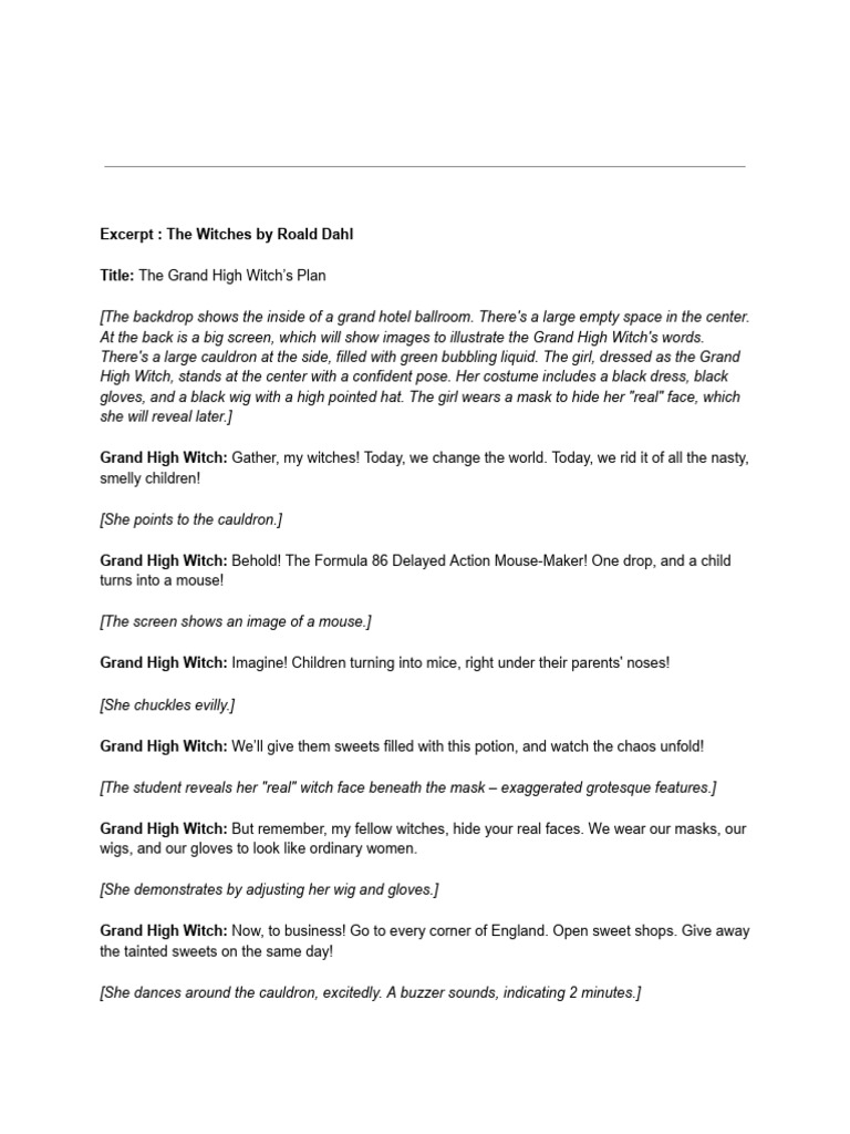 Excerpt - The Witches by Roald Dahl | PDF | Young Adult