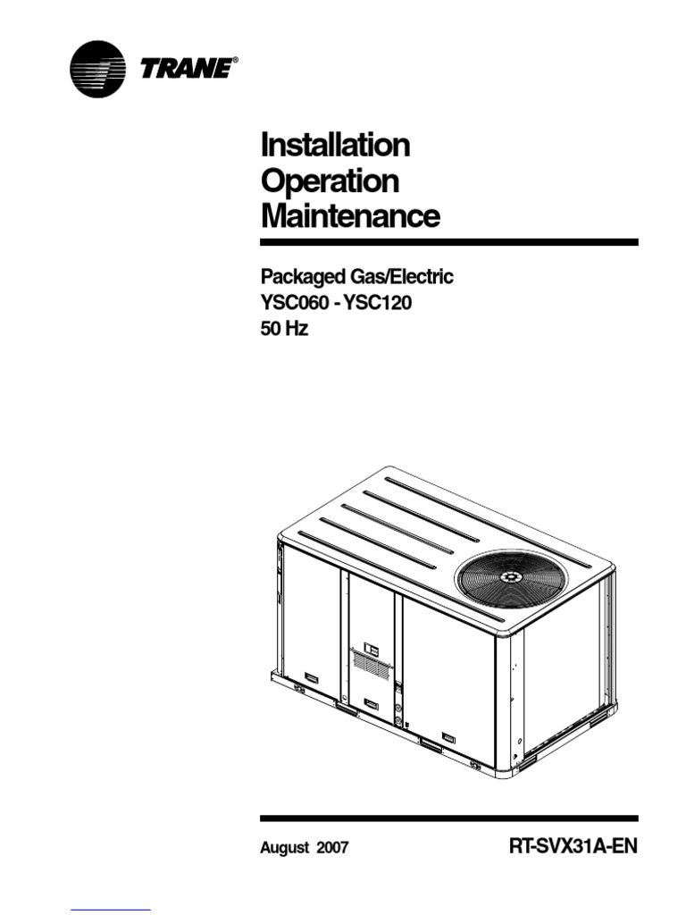 Trane YSC060-120 Installation Manual | PDF | Switch | Electrical Wiring