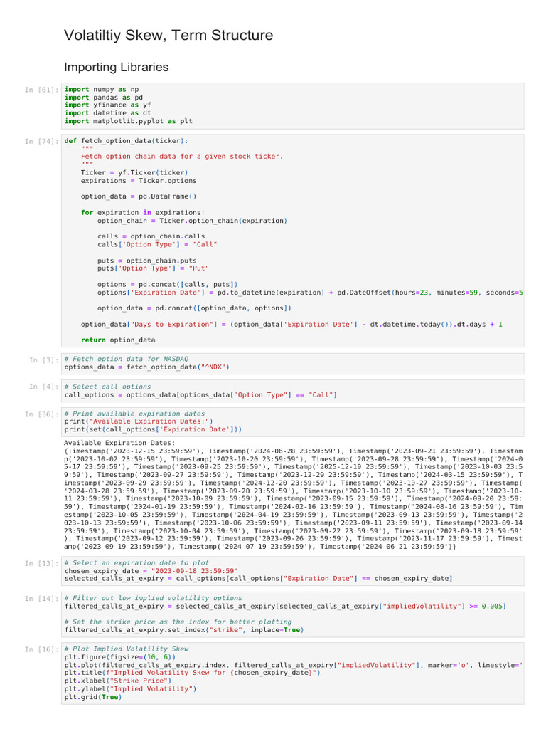 Term Structure and Volatility Skew 1710855184 | PDF | Option (Finance) | Implied Volatility