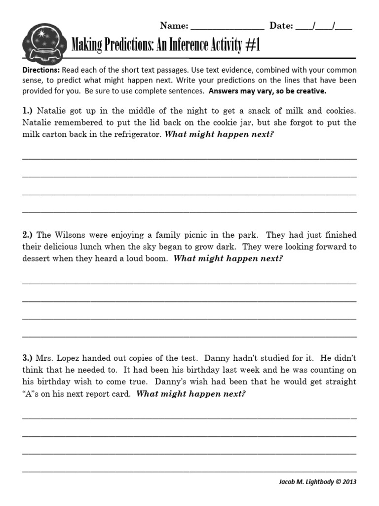 Making Predictions An Inference Activity | PDF | Self-Improvement ...