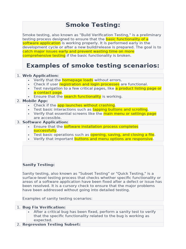 Smoke Testing | PDF | Software Testing | Software Development