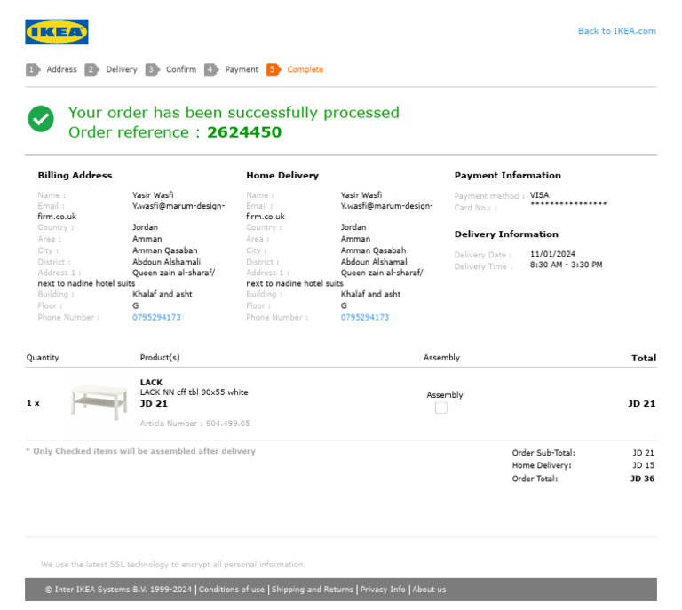 IKEA Order Confirmation Details | PDF | Payments