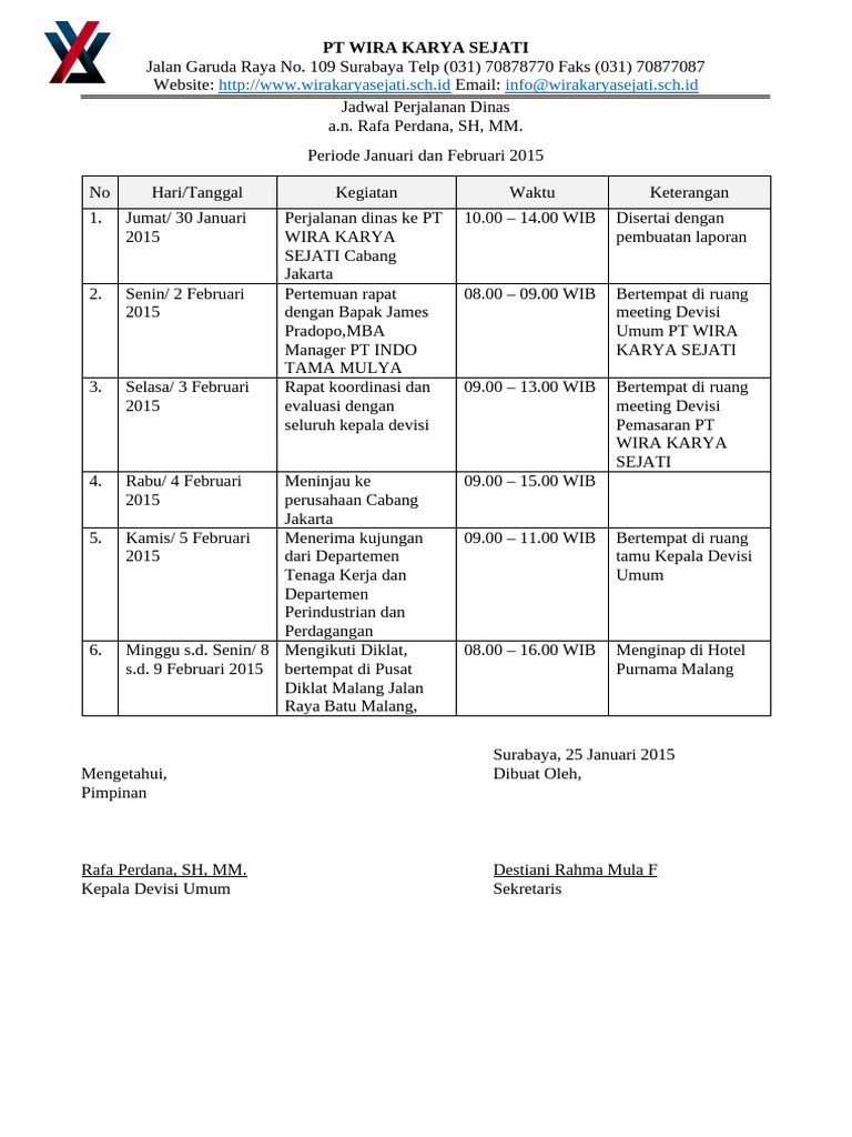 Agenda Kerja Pimpinan | PDF