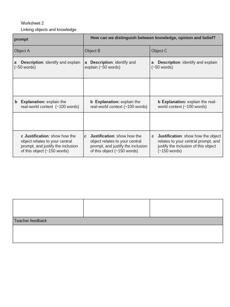 TOK Exhibition Worksheet | PDF