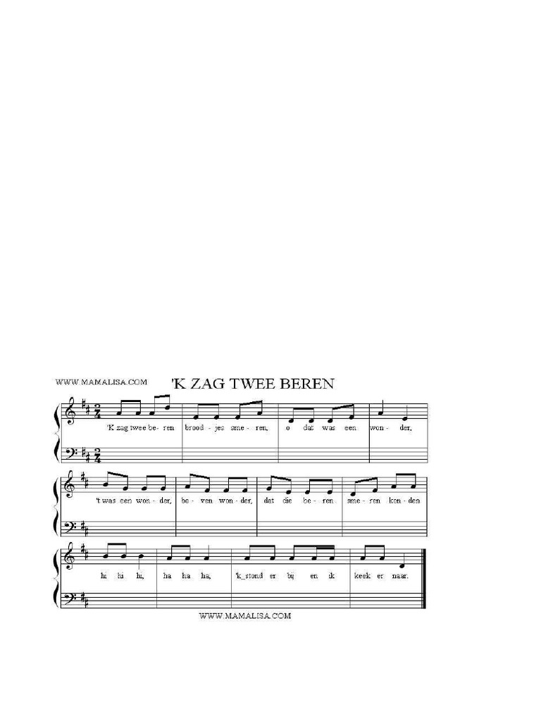 Ik Zag Twee Beren - Kinderliedjes Partition Lyrics | PDF