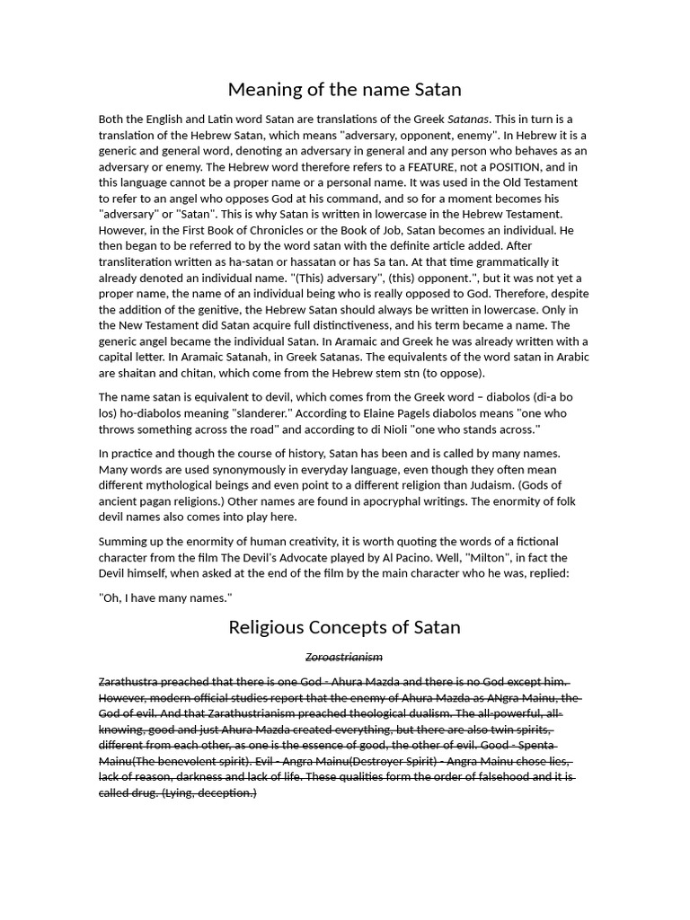 Meaning of The Name Satan | PDF | Satanism | Satan