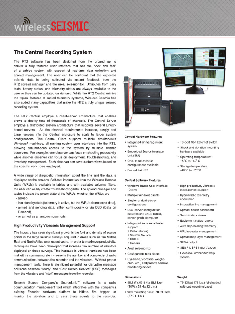 RT2 Central Recording System Data Sheet | PDF