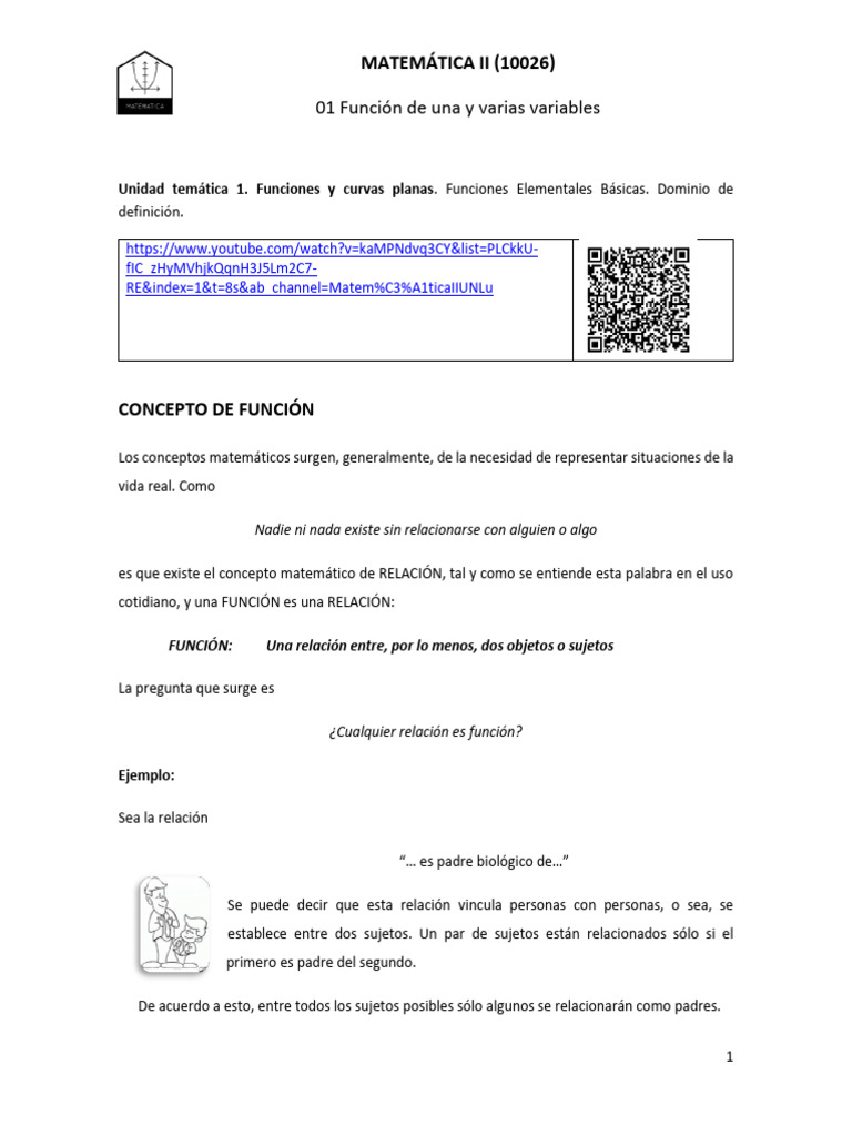 01 Funcion de Una y Varias Variables CONCEPTO QR | PDF | Función (Matemáticas) | Conjunto ...