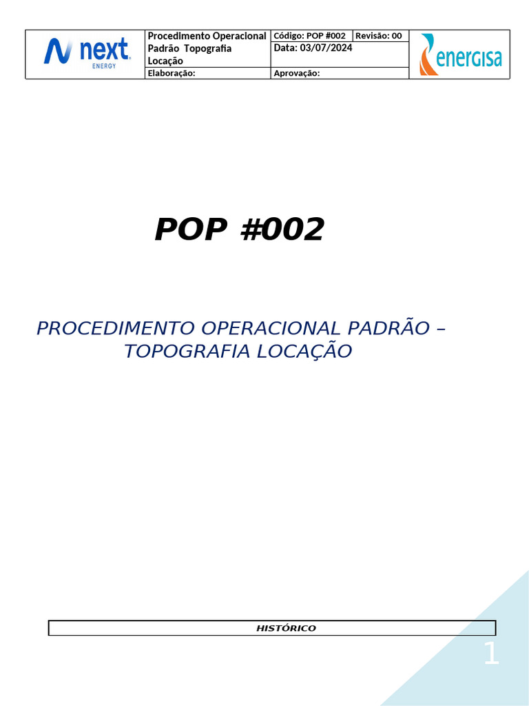 POP 002 - Procedimentos Operacionais - TOPOGRAFIA | PDF