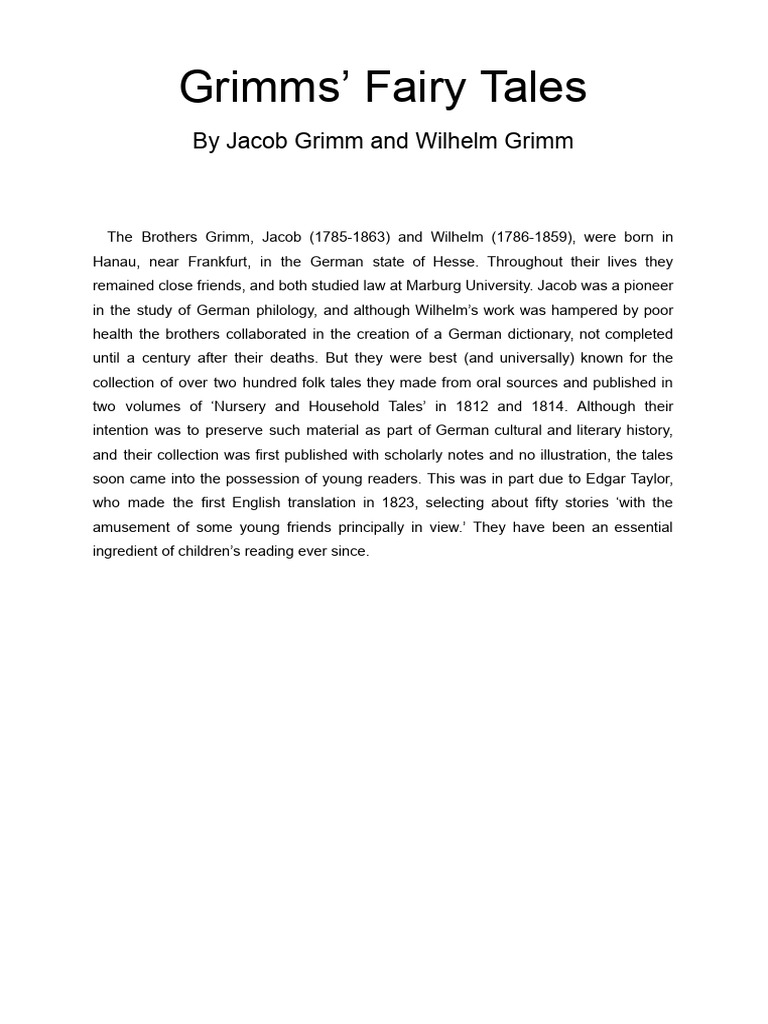 Cat and Mouse in Partnership Tale | PDF | Grimms' Fairy Tales ...