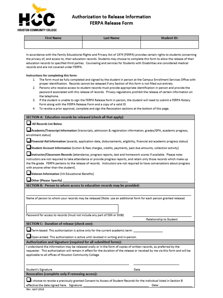 FERPA Release Form | PDF