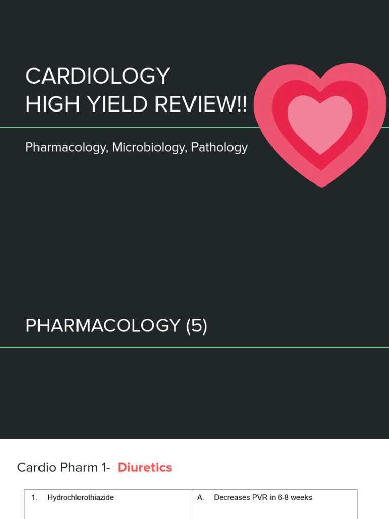 Cardiology - High Yield Review!! | PDF | Cardiovascular System | Heart
