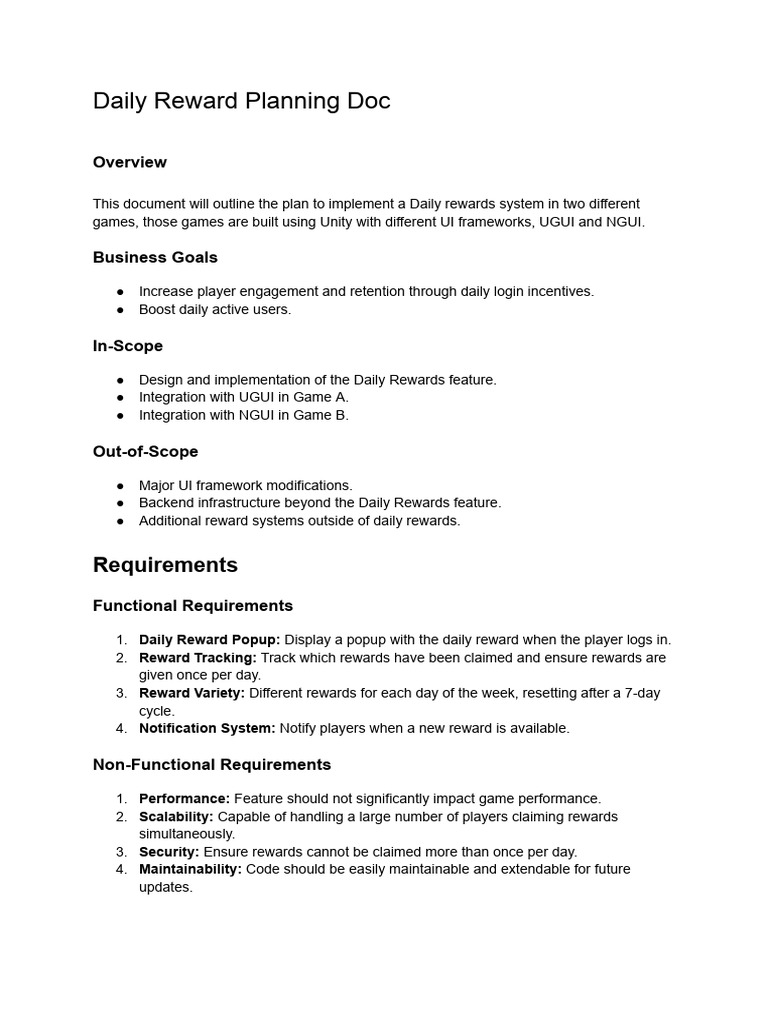 Daily Reward Planning | PDF | Databases | Unit Testing