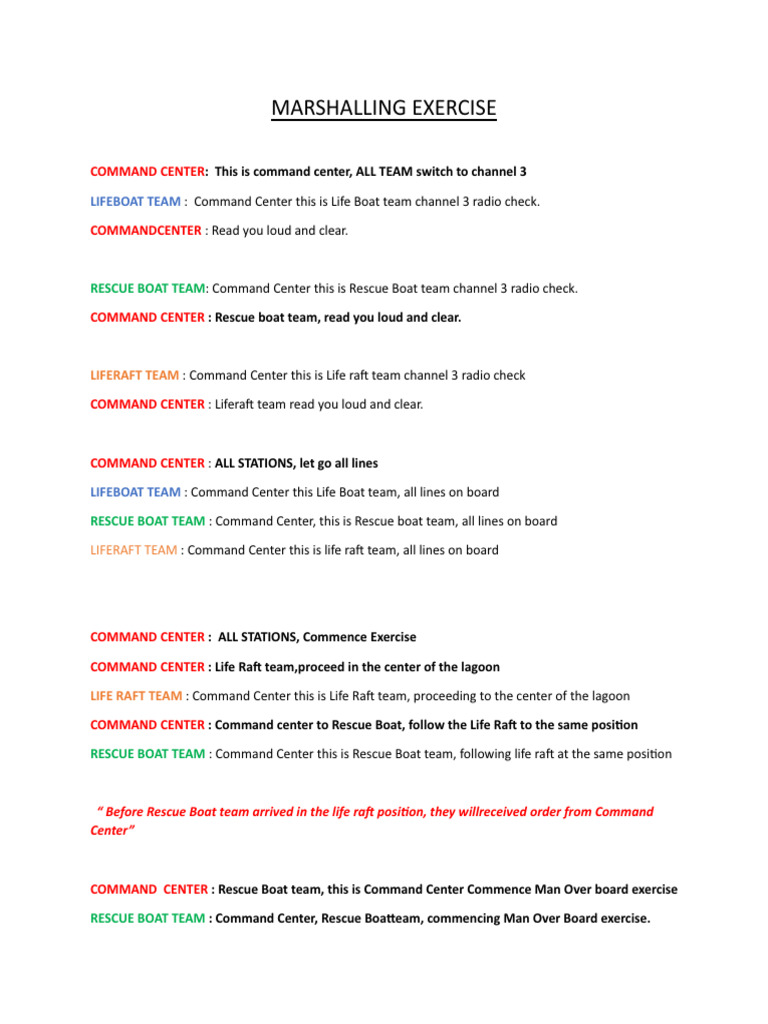 Marshalling Exercise | PDF | Boats | Shipping