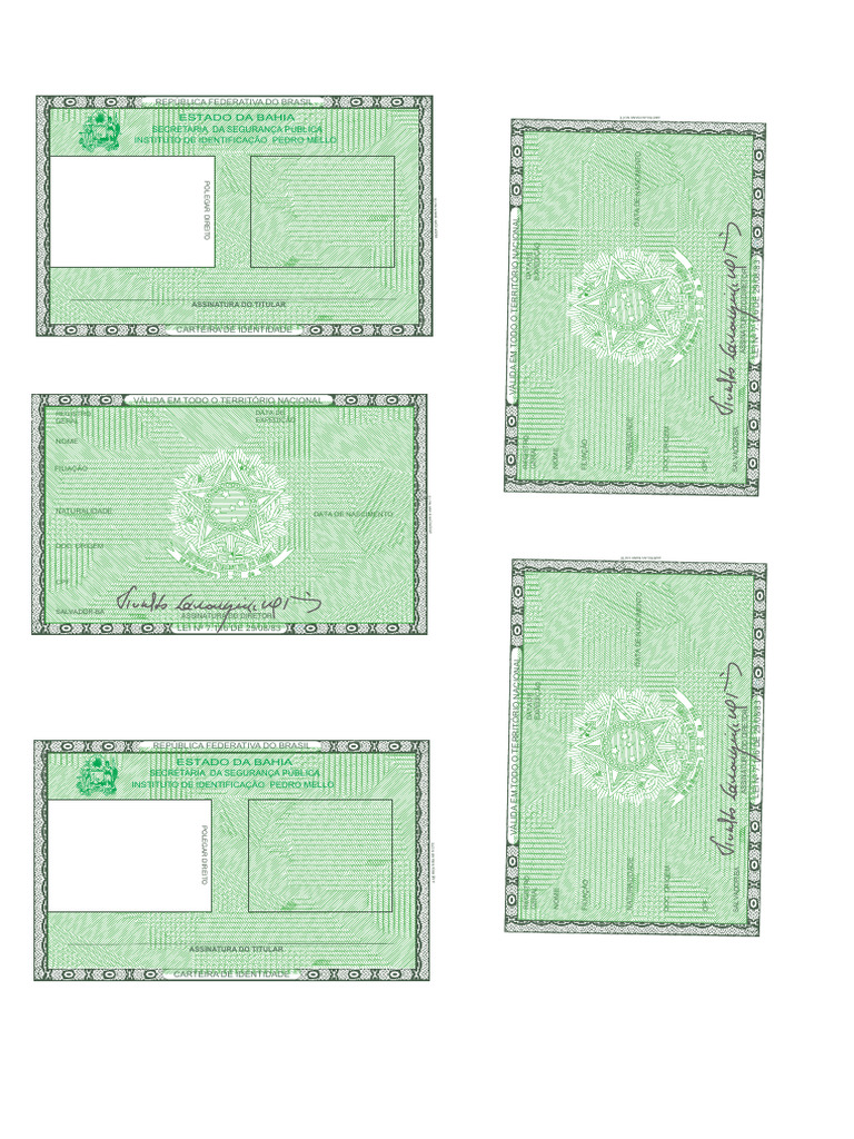 RG Frente e Verso BAHIA | PDF | Governo e personalidade | Brasil