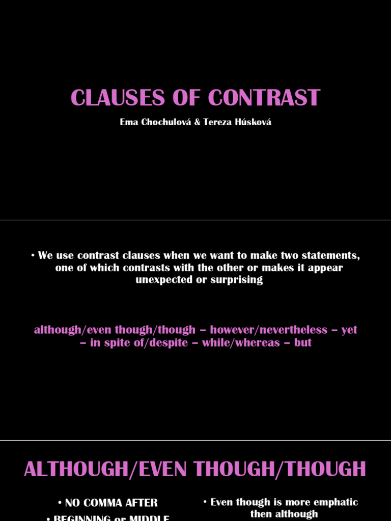 Clauses of Contrast | PDF | Subject (Grammar) | Sentence (Linguistics)