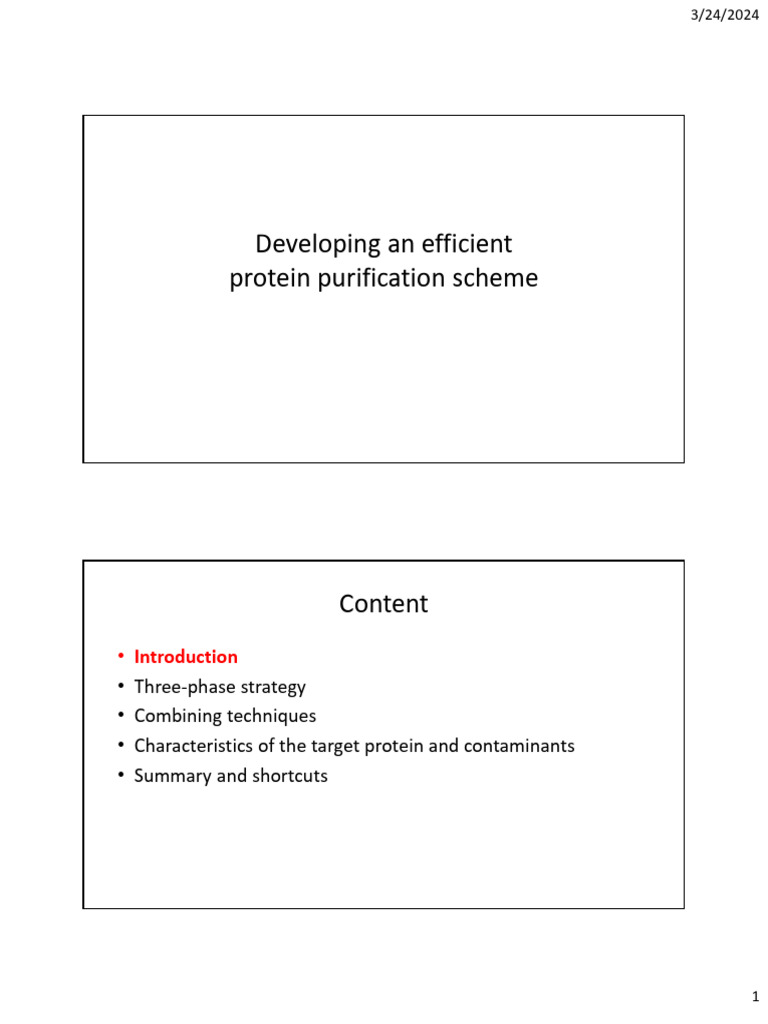 Lec8 - Developing An Efficient Protein Purification - 2024 | PDF