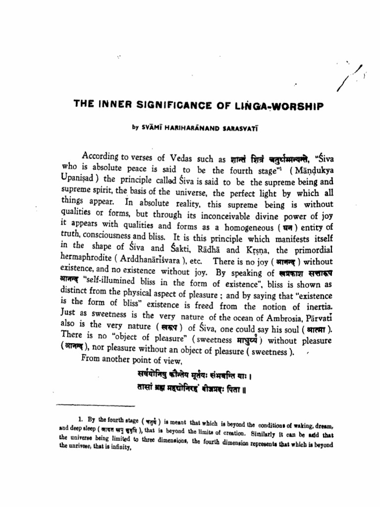 The Inner Significance of Linga Worship - Swami Karapatriji 1941 (JISOA) | PDF