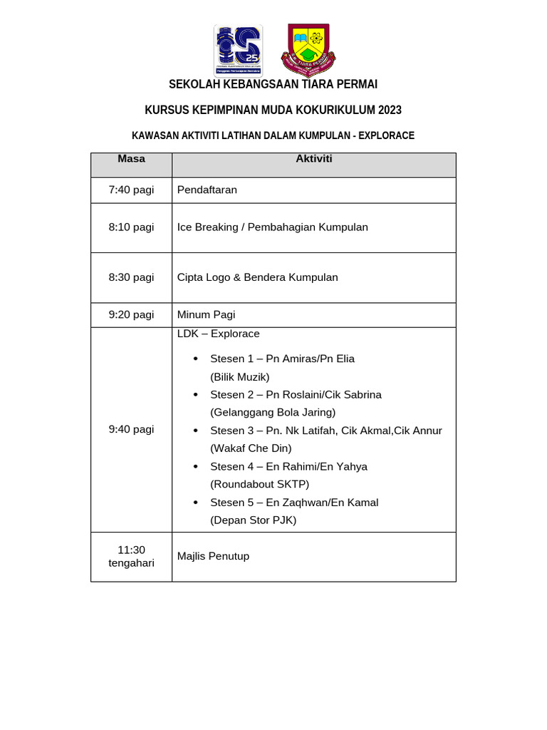 Tentatif Kursus Kepimpinan | PDF