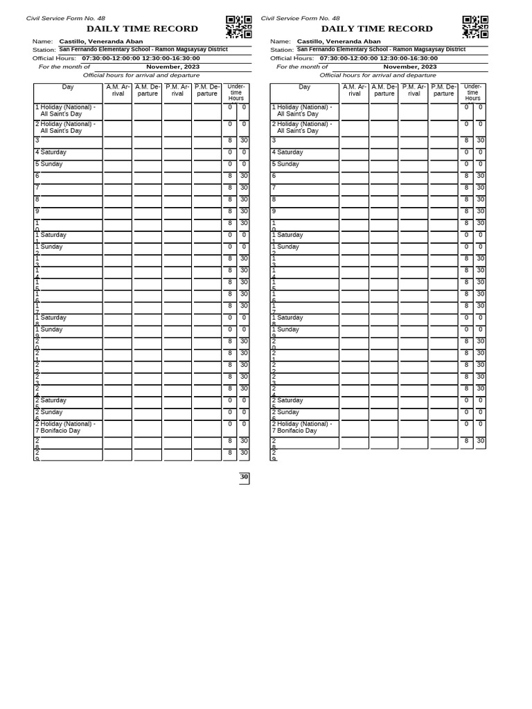 Daily Time Record Daily Time Record | PDF