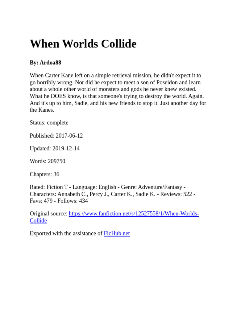 'When Worlds Collide' by Ardoa88 | PDF | Mystery, Thriller & Crime ...