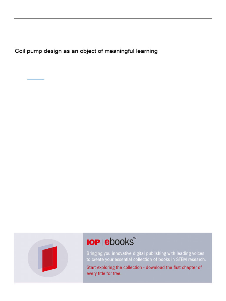 Coil Pump Design As An Object of Meaningful Learni | PDF | Pump | Pressure
