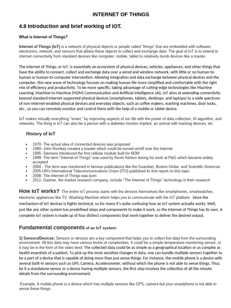 1iot Basics | PDF | Internet Of Things | Home Automation