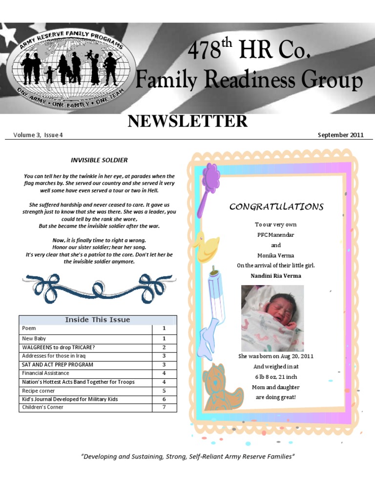 478 HR Co. Family Readiness Group: Newsletter | PDF | Driving | Pharmacy