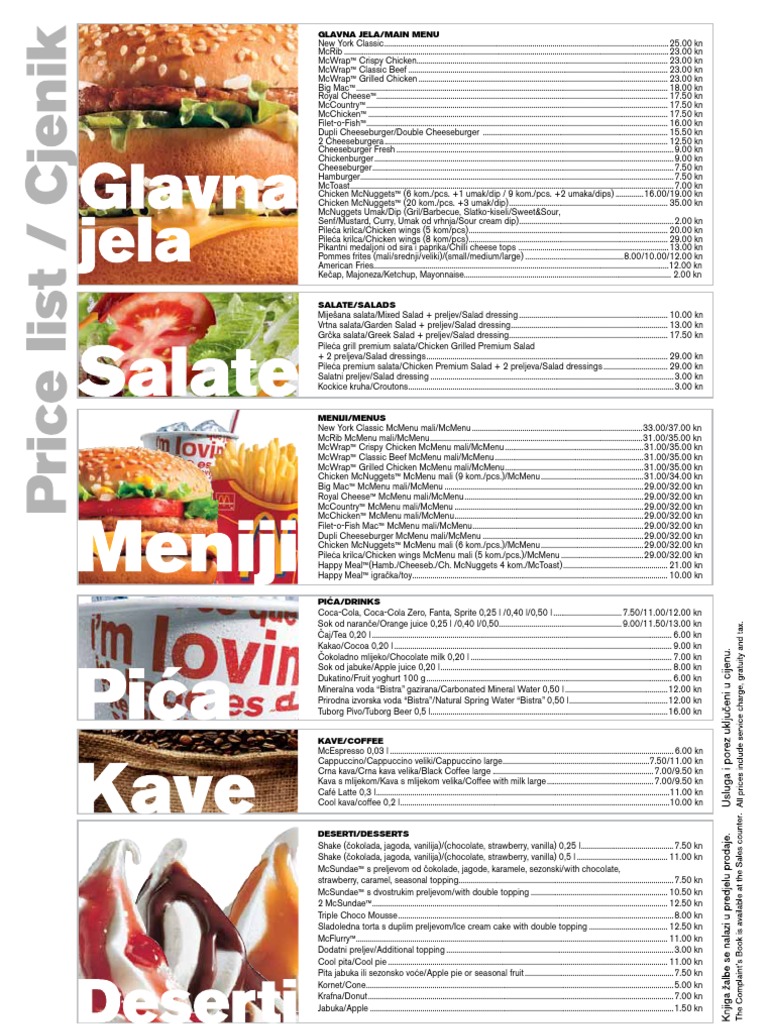 Cjenik 1 | PDF | Cuisine | Fast Food