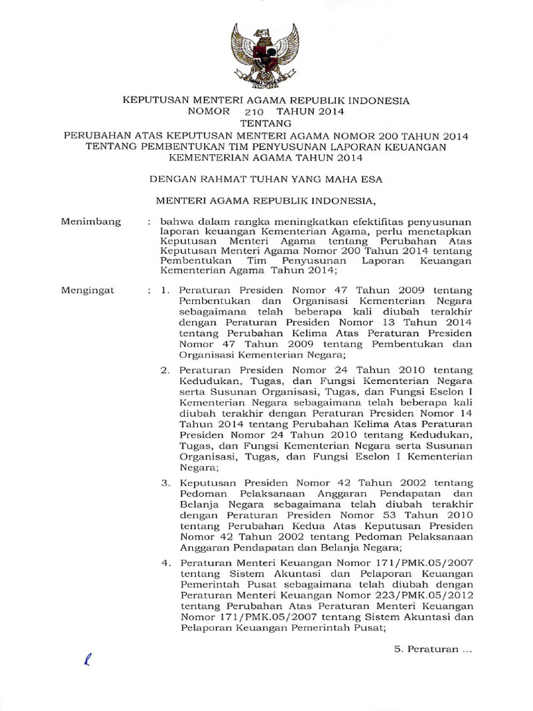 KMA Nomor 210 Tahun 2014 | PDF