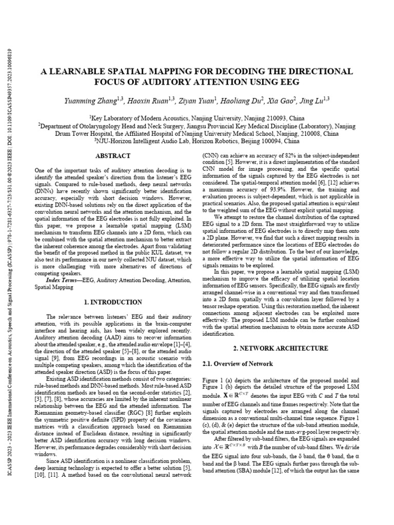 EEG-Based Auditory Attention Decoding | PDF | Electroencephalography ...