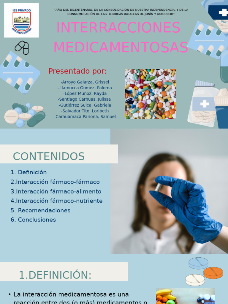 Presentación de interacciones medicamentosas | PDF | Medicamentos con receta | Cuidado de la salud