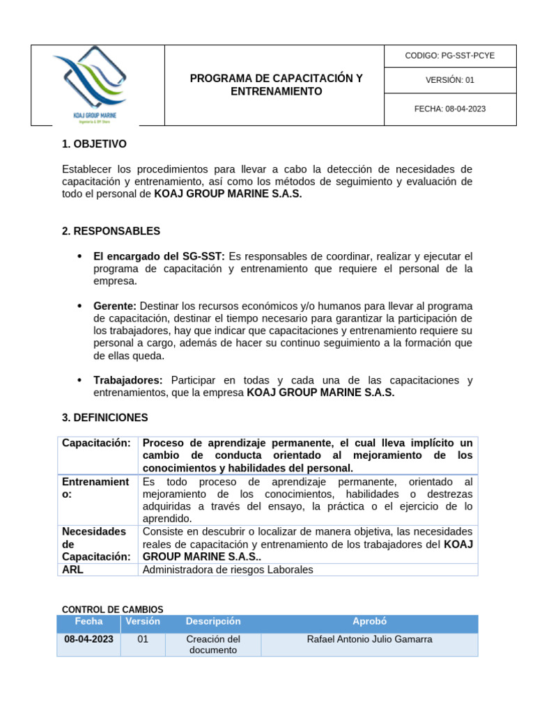 01.programa de Entrenamiento y Competencia | PDF | Aprendizaje | Evaluación