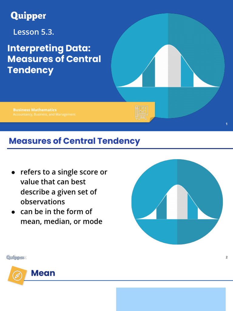 5.3 Interpreting Data Measures of Central Tendency | PDF | Mean | Mode ...