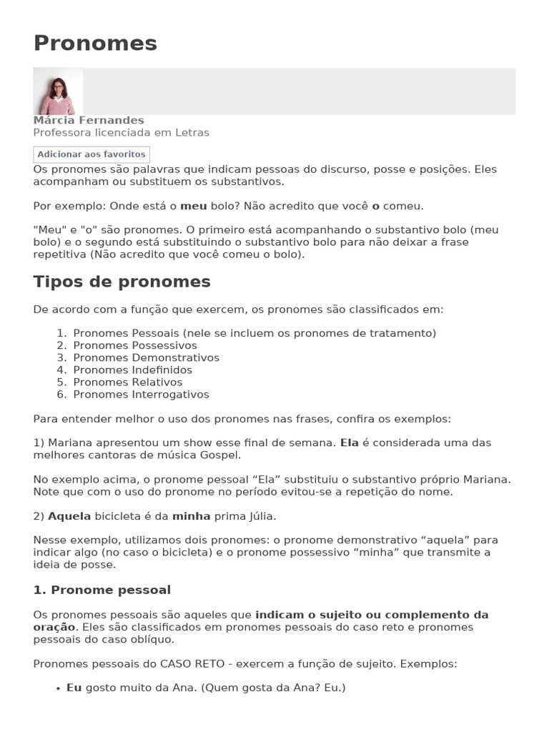 Pronomes | PDF | Pronome | Plural