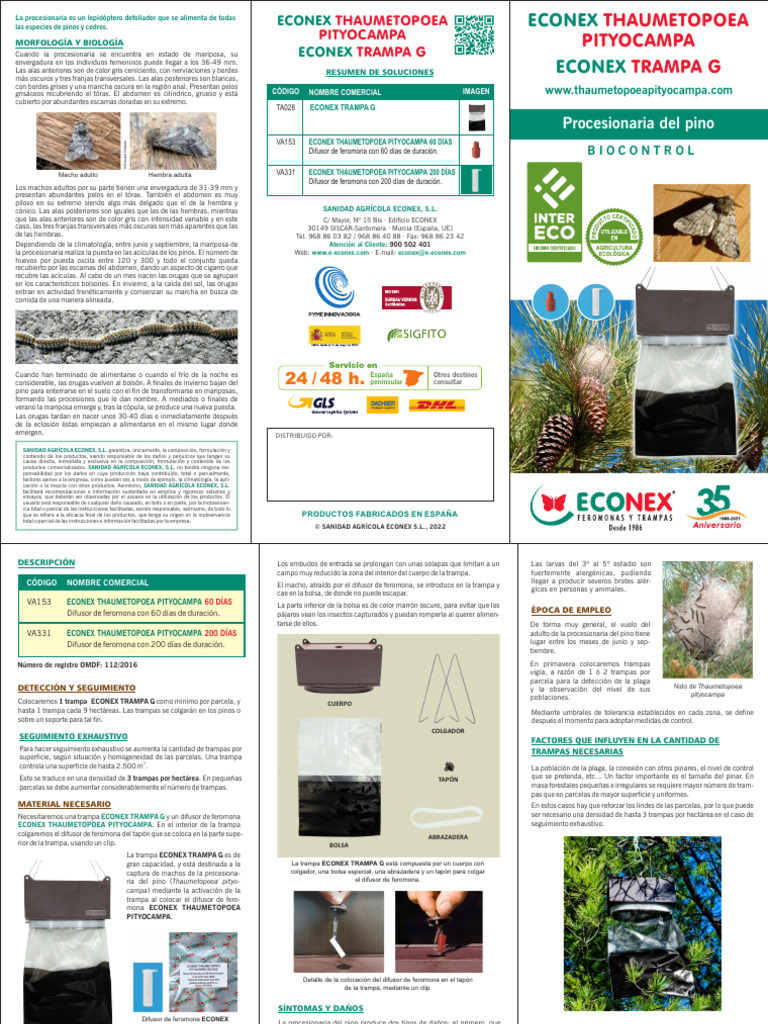 Triptico Econex Thaumetopoea Pityocampa | PDF | Insectos
