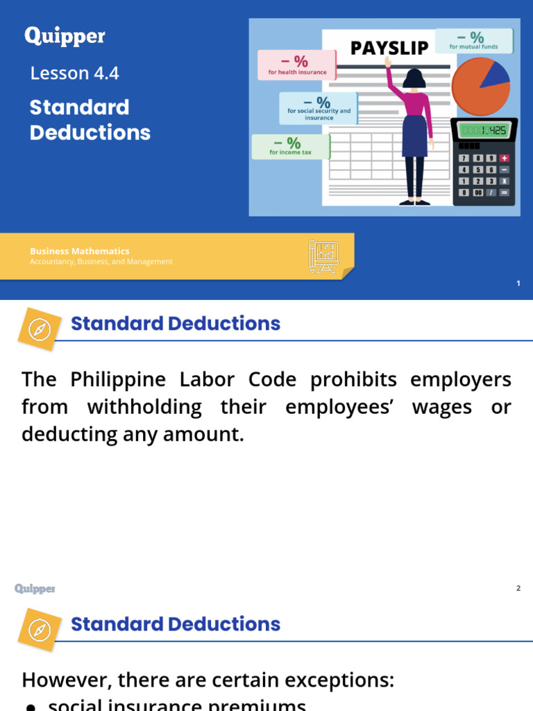 4.4 Standard Deductions | PDF | Tax Deduction | Employment