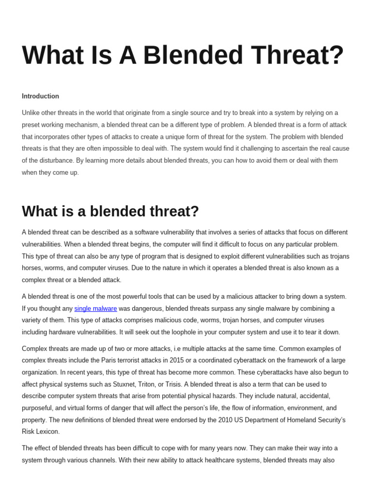Understanding Blended Threats and Attacks | PDF | Malware | Security